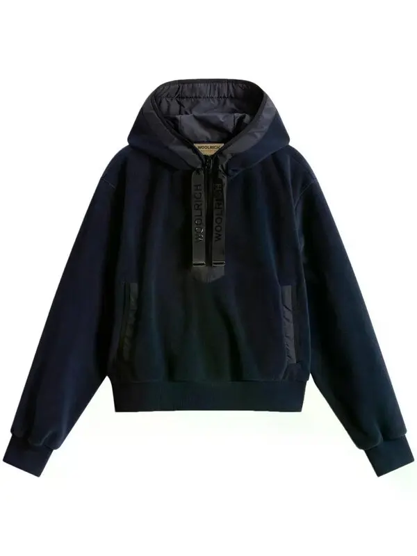Woolrich Fleece Hoodie With Embroidered Logo - Blue