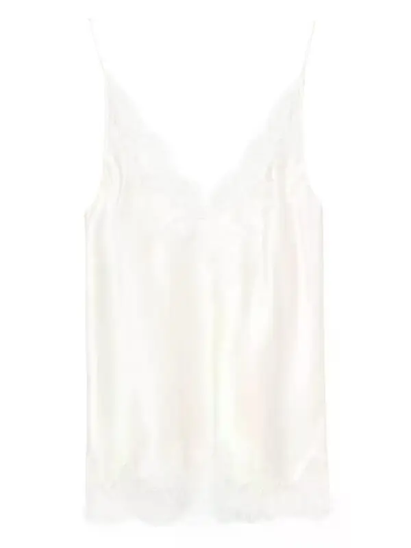 Carine Gilson Silk Camisole With Lace Detail - Neutrals