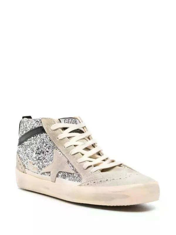 GOLDEN GOOSE Mid Star Glitter Sneakers - Grey