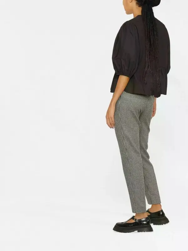 GANNI Puff-sleeved Peplum Blouse With Tie Detail - Black