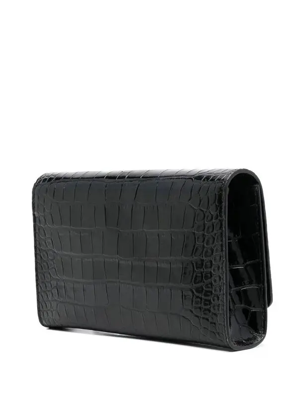 Philipp Plein Crocodile-embossed Crossbody Clutch Bag With Skull Charm