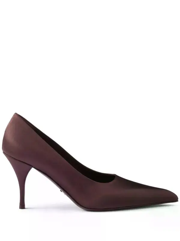 Prada 85mm Satin Pointed Toe Stiletto Pumps - Red