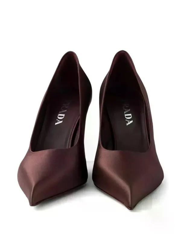 Prada 85mm Satin Pointed Toe Stiletto Pumps - Red