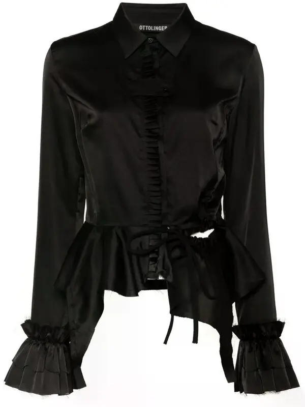 Ottolinger Satin Ruffled Shirt - Black