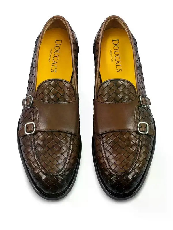DOUCAL'S Leather Double-buckle Monk Shoes - Brown