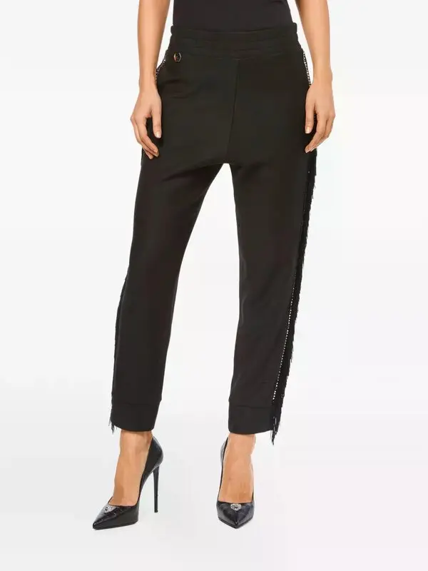 Philipp Plein Fringed Trim High Rise Trousers