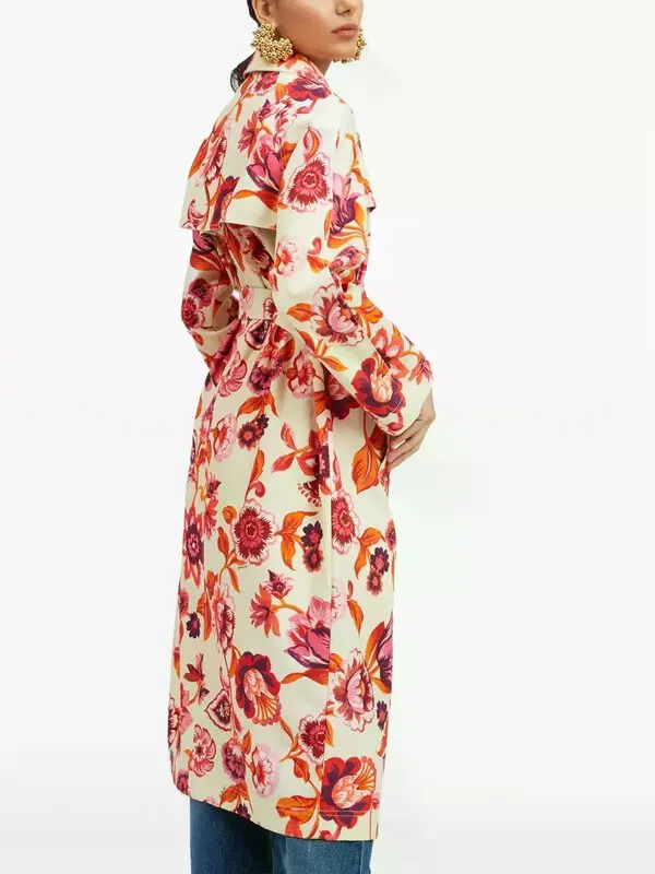 La DoubleJ Floral Print Cotton Trench Coat