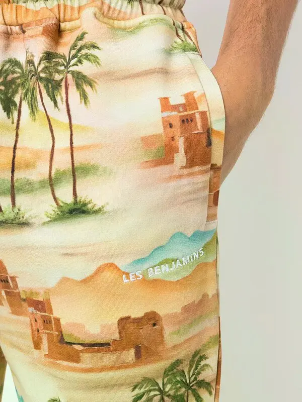 LES BENJAMINS Landscape-print Cotton Joggers