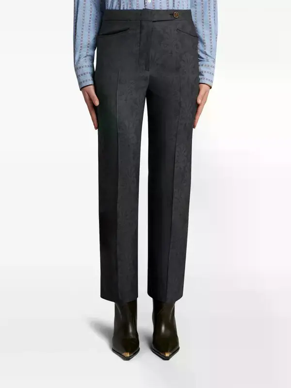 Etro Floral Jacquard Cropped Flared Trousers