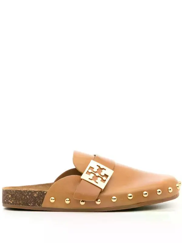 Tory Burch Mellow Logo-plaque Leather Mules - Brown