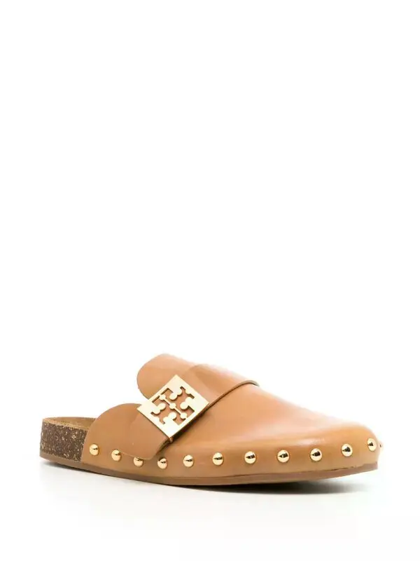Tory Burch Mellow Logo-plaque Leather Mules - Brown