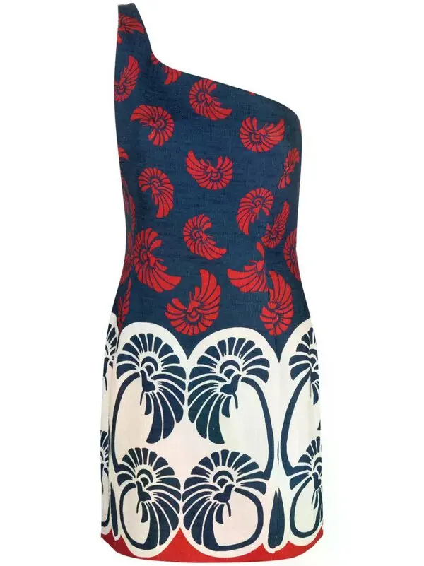 La DoubleJ Palmetto Placé-print Minidress - Blue