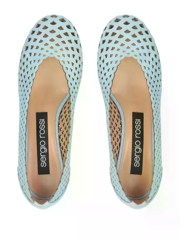 SERGIO ROSSI Light Suede Cut-out Pumps - Blue