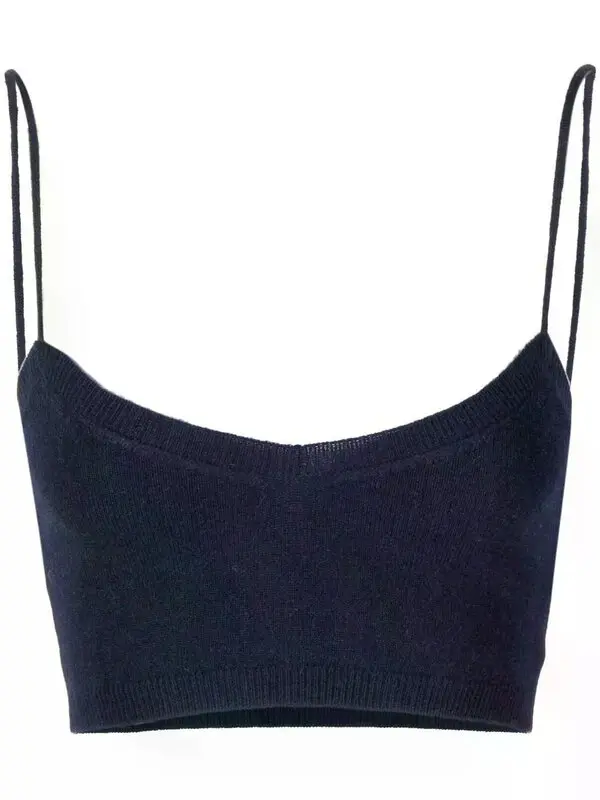 Cashmere In Love Evie Knitted Cropped Top - Blue