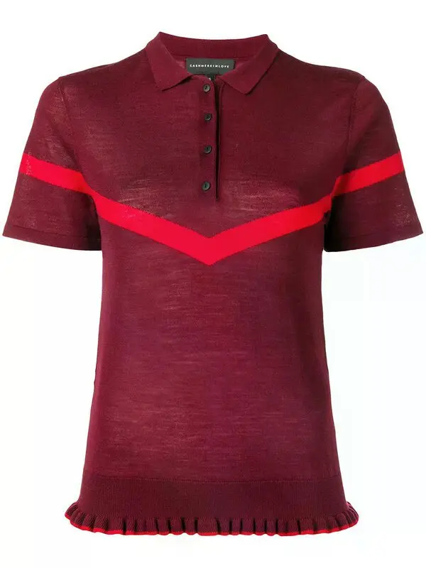 Cashmere In Love Burgundy And Wool Knitted Polo Shirt