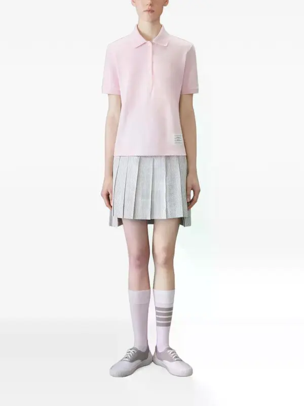Thom Browne Piqué Polo Top With Signature Grosgrain Loop Tab