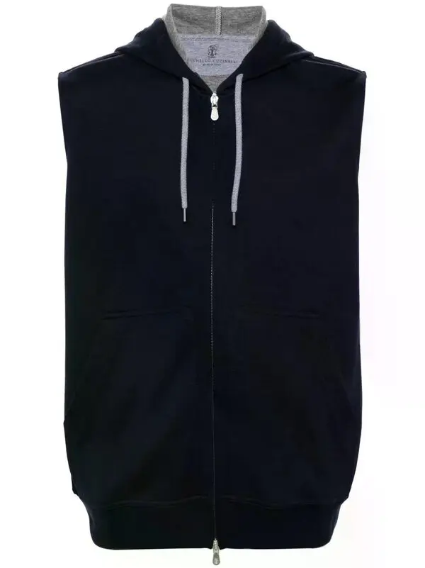 Brunello Cucinelli Sleeveless Zip-up Hoodie - Blue