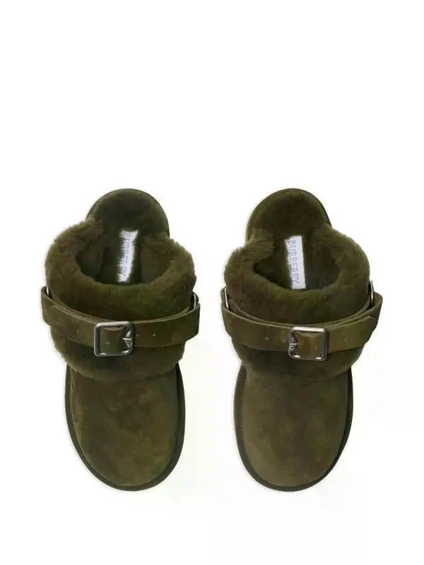 Burberry Calf Suede Shearling Lined Slippers