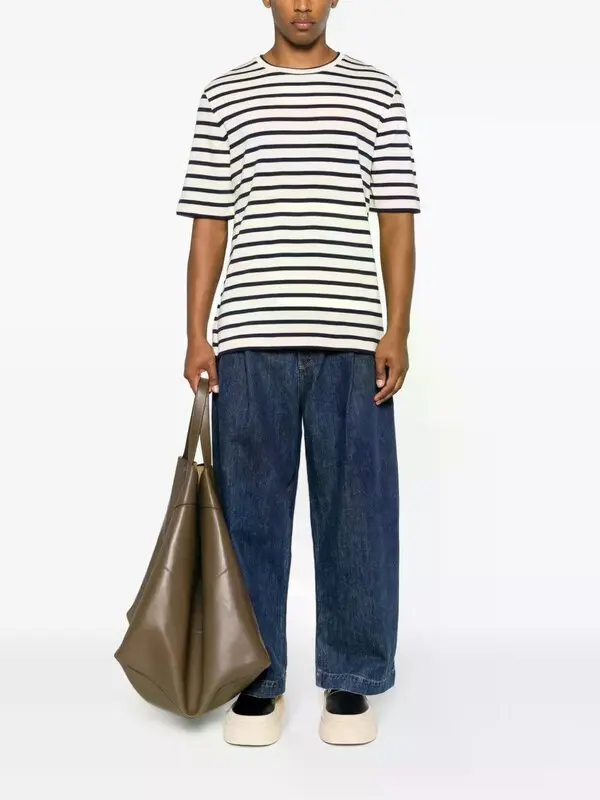 JIL SANDER Striped Ribbed Cotton T-shirt