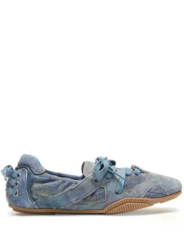 Acne Studios Lace-up Suede Ballet Flats - Blue