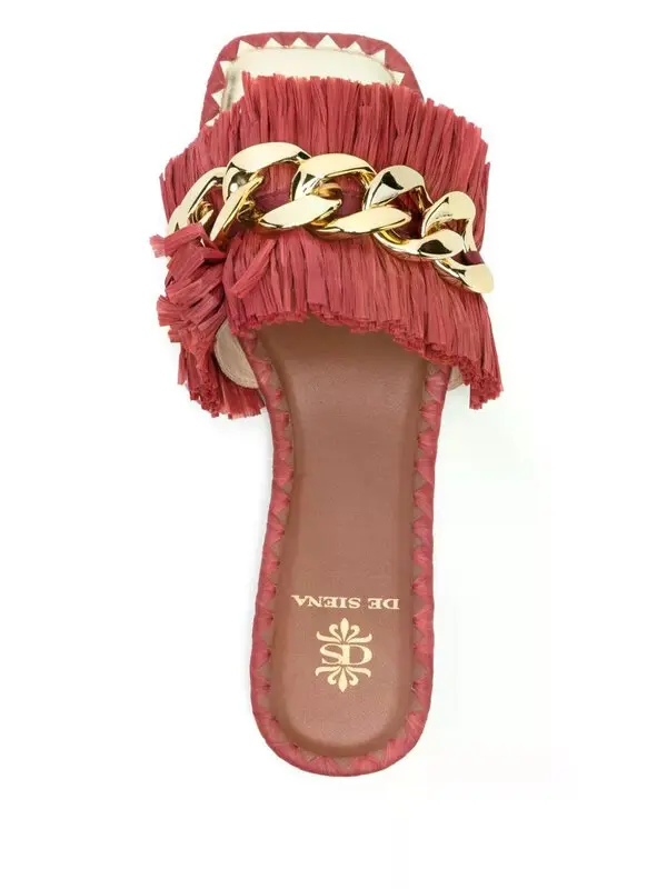 DE SIENA Chain Detail Raffia Sandals