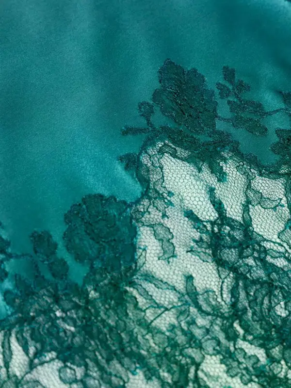 Carine Gilson Lace-trim Silk Robe - Blue