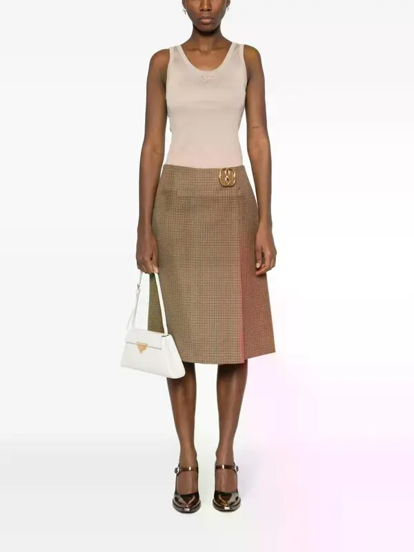 Prada Ribbed Knit Scoop Neck Top - Neutrals