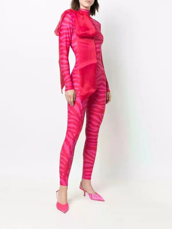 ATU BODY COUTURE Tiger Print Organza Bow Catsuit