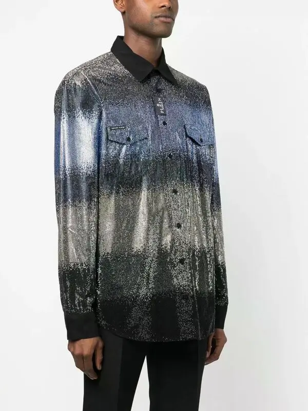 Philipp Plein Striped Sequin Shirt