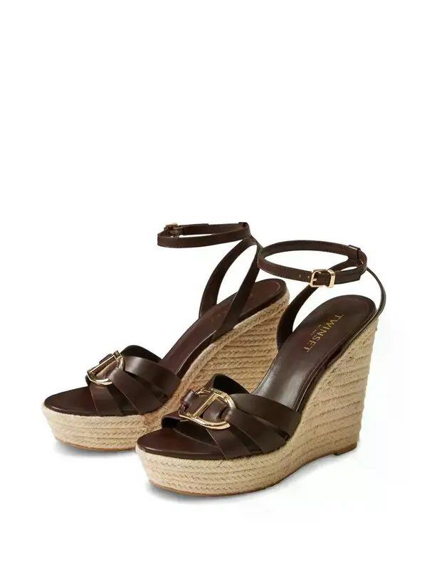 TWINSET Logo Buckle Espadrille Wedges