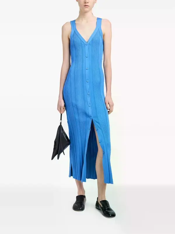 Proenza Schouler Ellis Ribbed Knit Button-front Maxi Dress - Blue