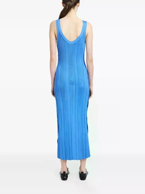 Proenza Schouler Ellis Ribbed Knit Button-front Maxi Dress - Blue