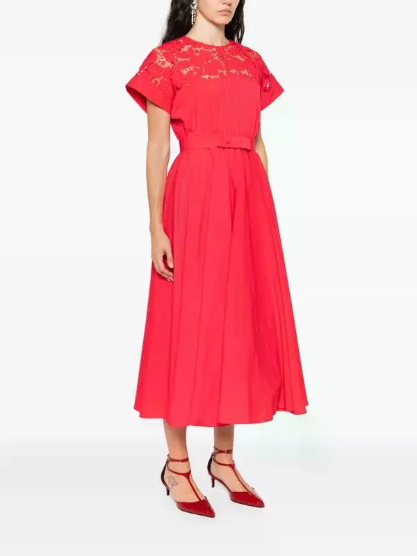 NISSA Lace Panel Midi Dress