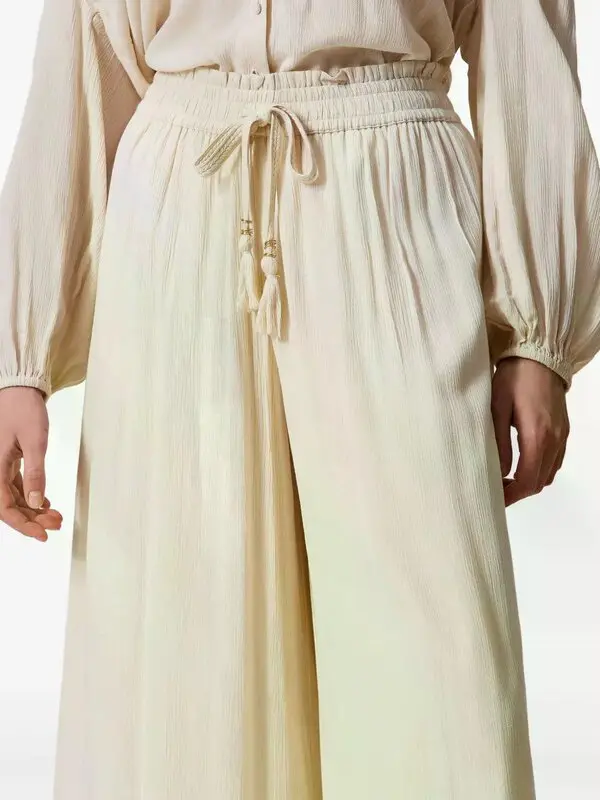 TWINSET Crepon Palazzo Trousers - Neutrals