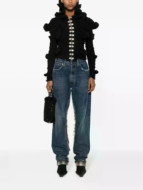 MAISON MARGIELA Logo Patch Ripped Detailing Wide-leg Jeans