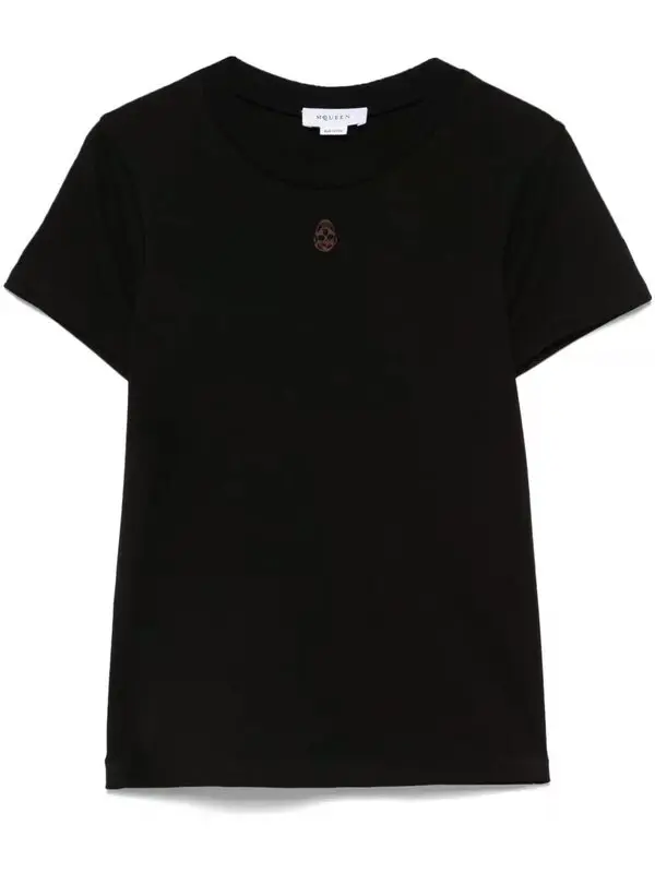 Alexander McQueen Embroidered Cotton T-shirt - Black