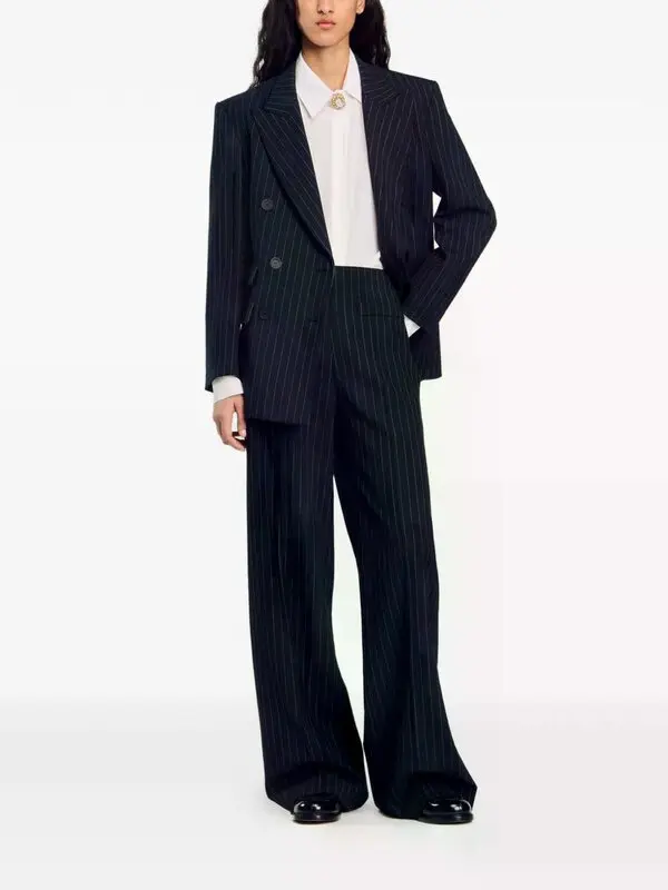 Sandro Chalk-striped Wide-leg Trousers