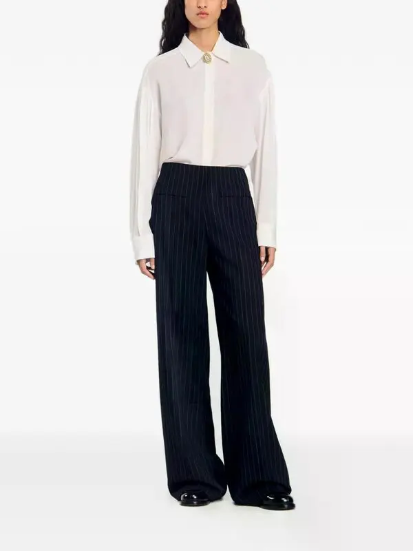 Sandro Chalk-striped Wide-leg Trousers