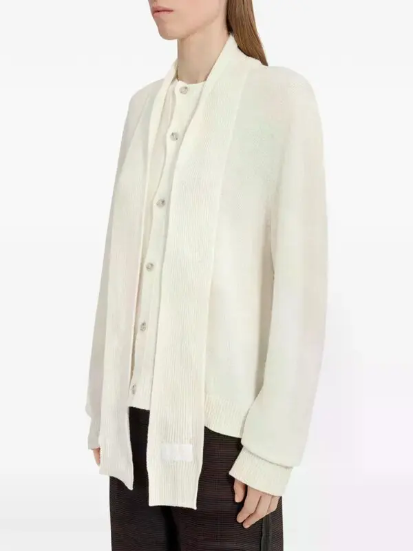 MAISON MARGIELA Button-up Cardigan With Detachable Scarf - Neutrals