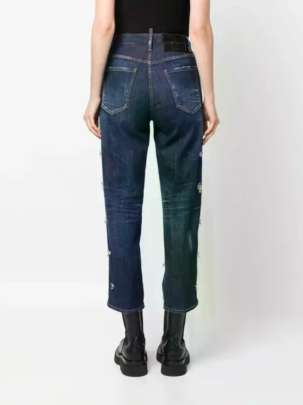 Dsquared2 Cropped High-rise Jeans With Embellishments