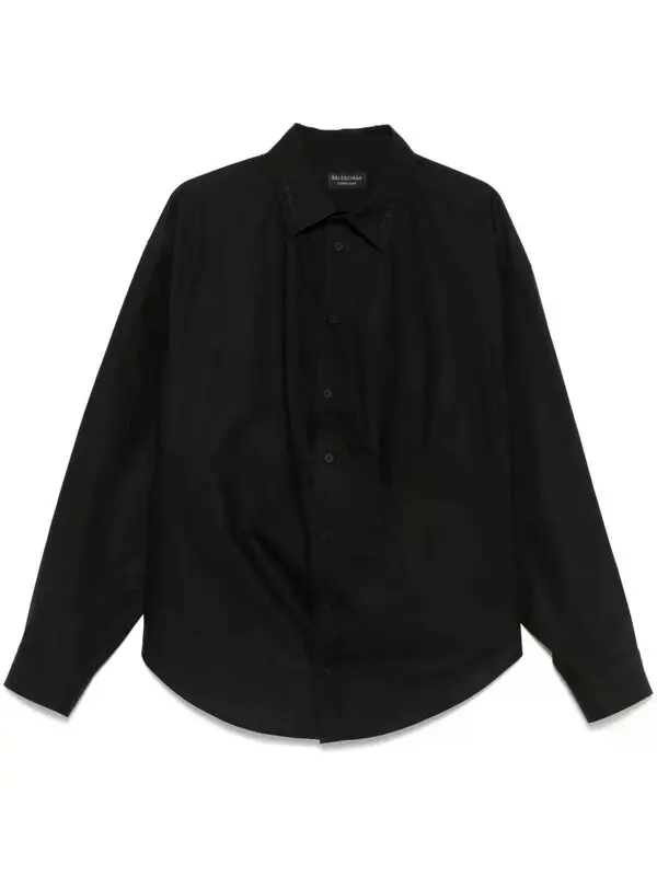 Balenciaga Logo Embroidered Shirt - Black