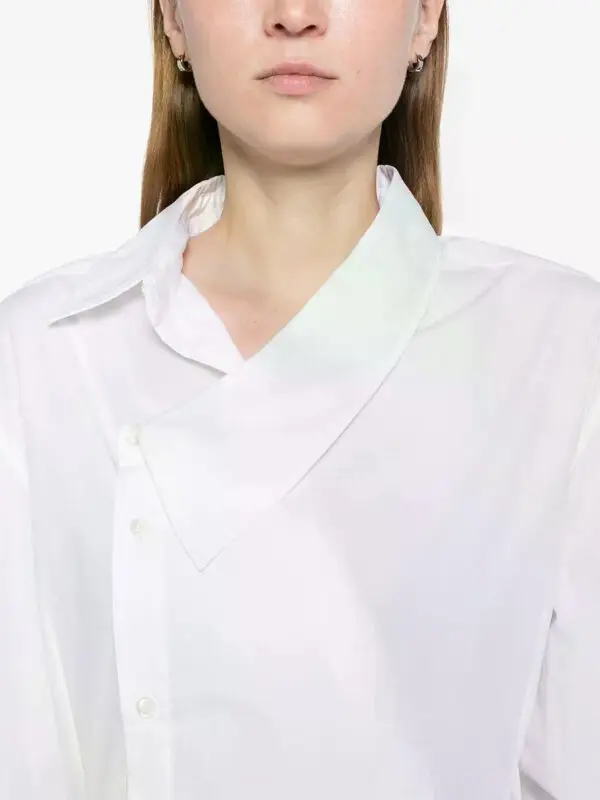 FRENKEN Asymmetric Collar Cotton Poplin Shirt