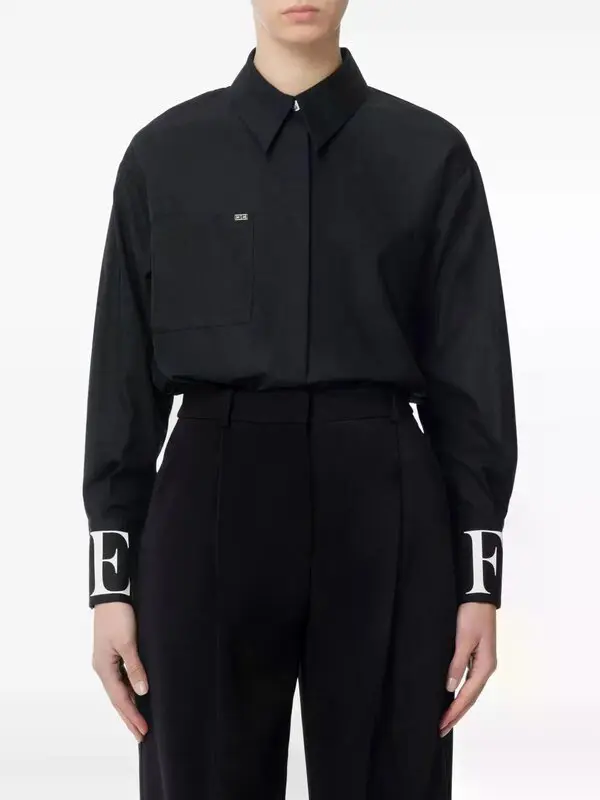 Elisabetta Franchi Cotton Poplin Shirt With Logo Cuffs
