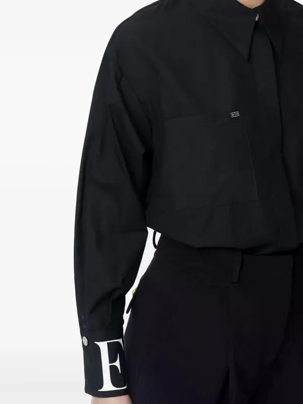 Elisabetta Franchi Cotton Poplin Shirt With Logo Cuffs