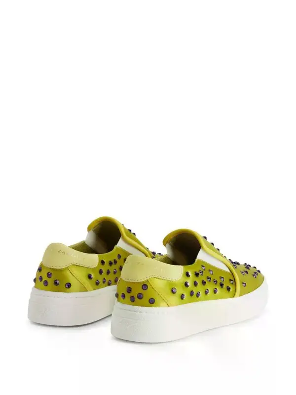 GIUSEPPE ZANOTTI Embellished Calf Leather Slip-on Sneakers