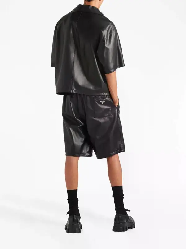 Prada Leather Bermuda Shorts