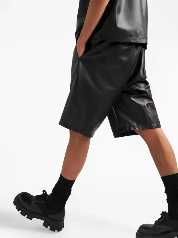 Prada Leather Bermuda Shorts
