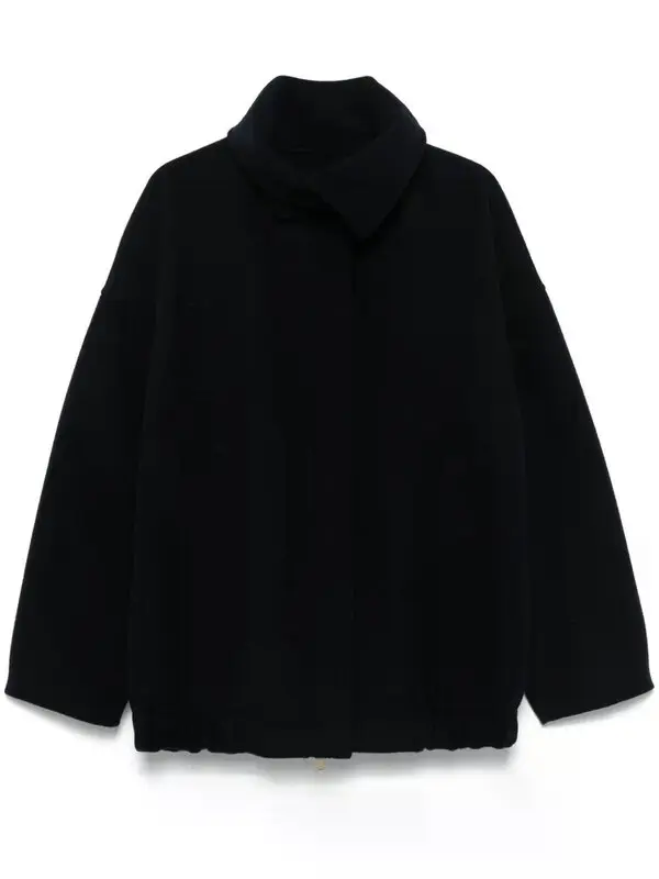 Fabiana Filippi Navy Virgin Wool Boiled Wool Bomber Jacket - Blue