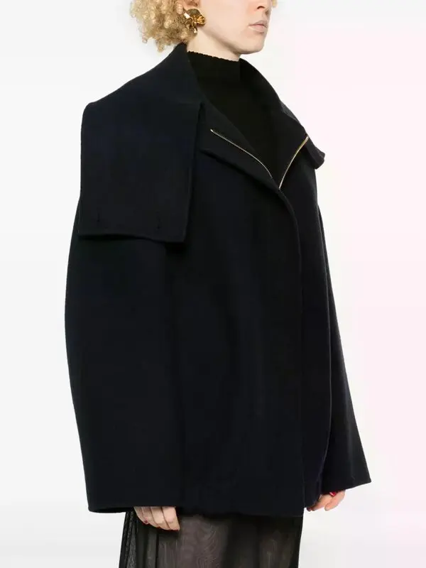 Fabiana Filippi Navy Virgin Wool Boiled Wool Bomber Jacket