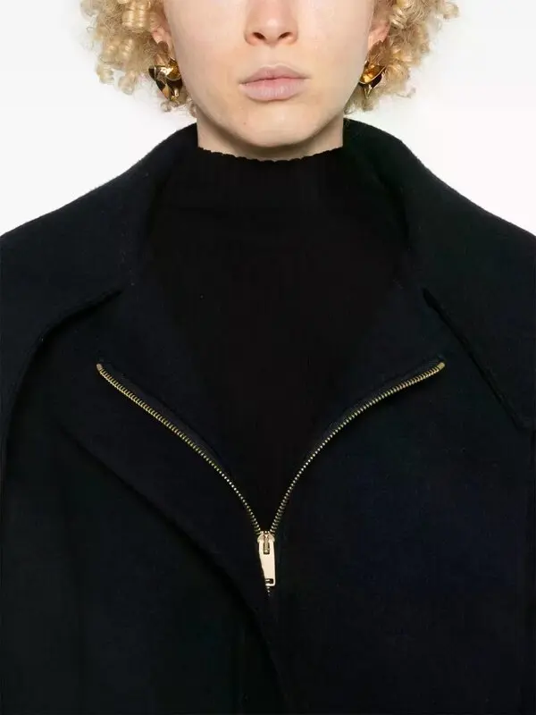 Fabiana Filippi Navy Virgin Wool Boiled Wool Bomber Jacket
